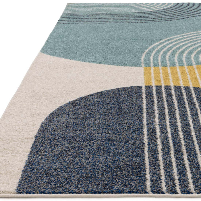 Muse Blue Retro Flatweave Rug MU15 | Asiatic Rugs Ireland